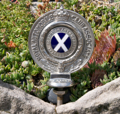 VINTAGE ENAMEL CAR MASCOT / HOOD ORNAMENT # ROYAL SCOTTISH AUTOMOBILE ...