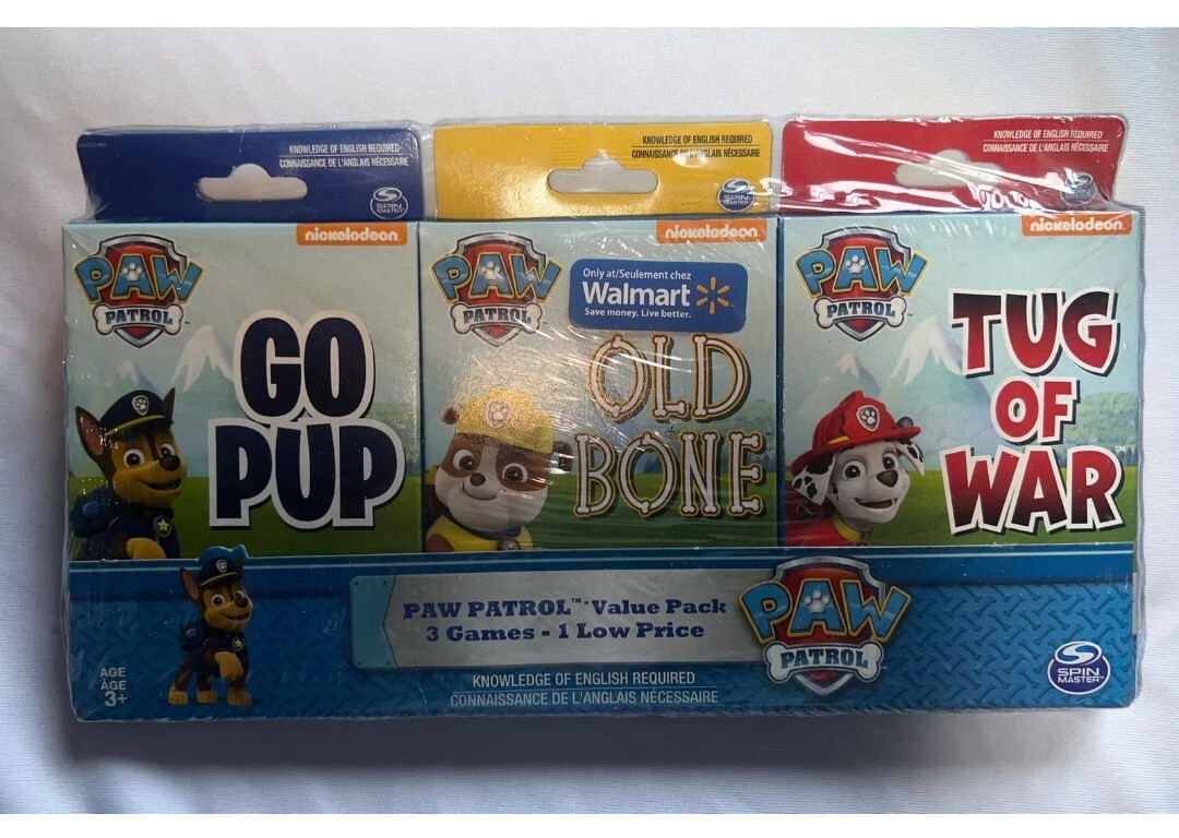 Paw Patrol 3 Card Game Value Pack - Go Pup, Old Bone, Tug Of War New ...