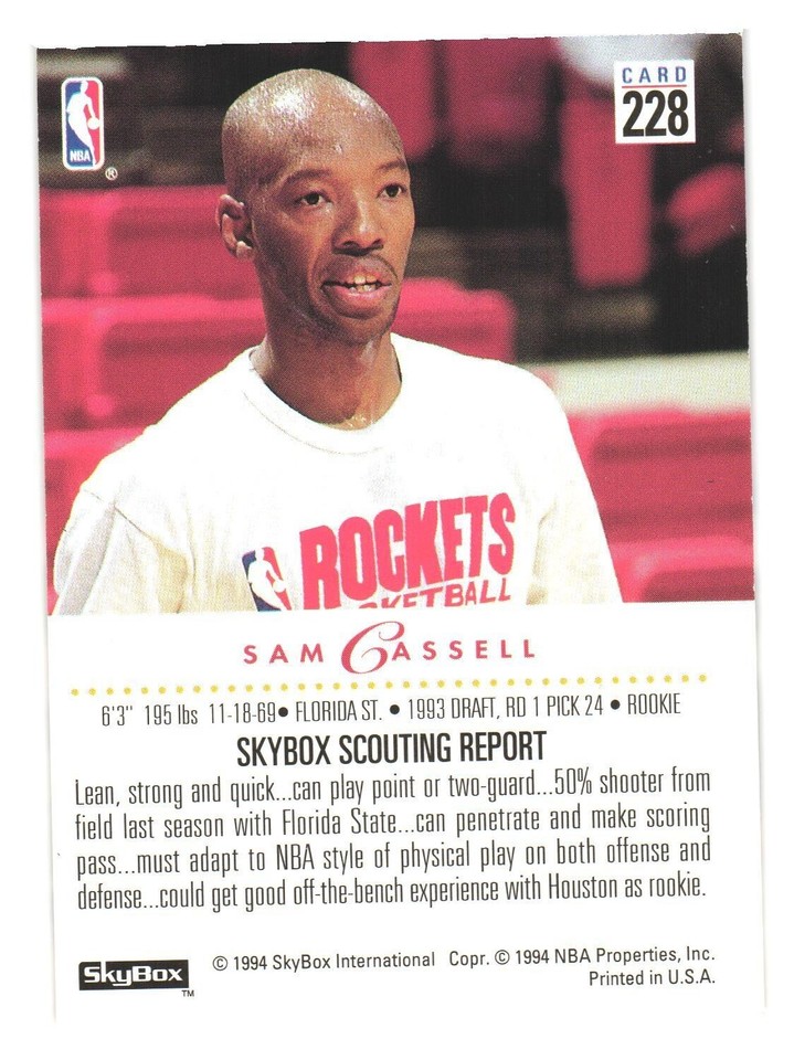1993-94 SkyBox NBA Basketball Houston Rockets Sam Cassell | eBay