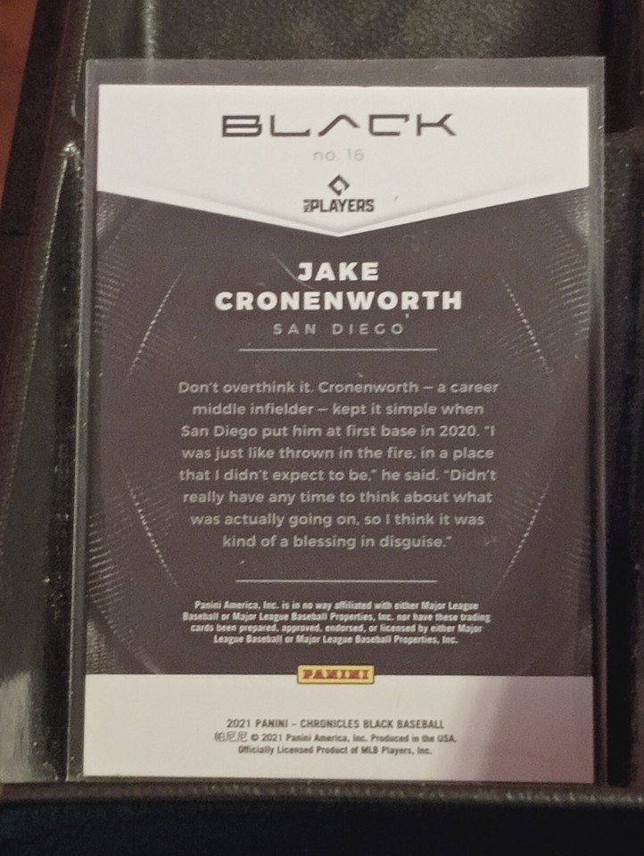 2021 Panini Black #16 Jake Cronenworth RC San Diego Padres | eBay