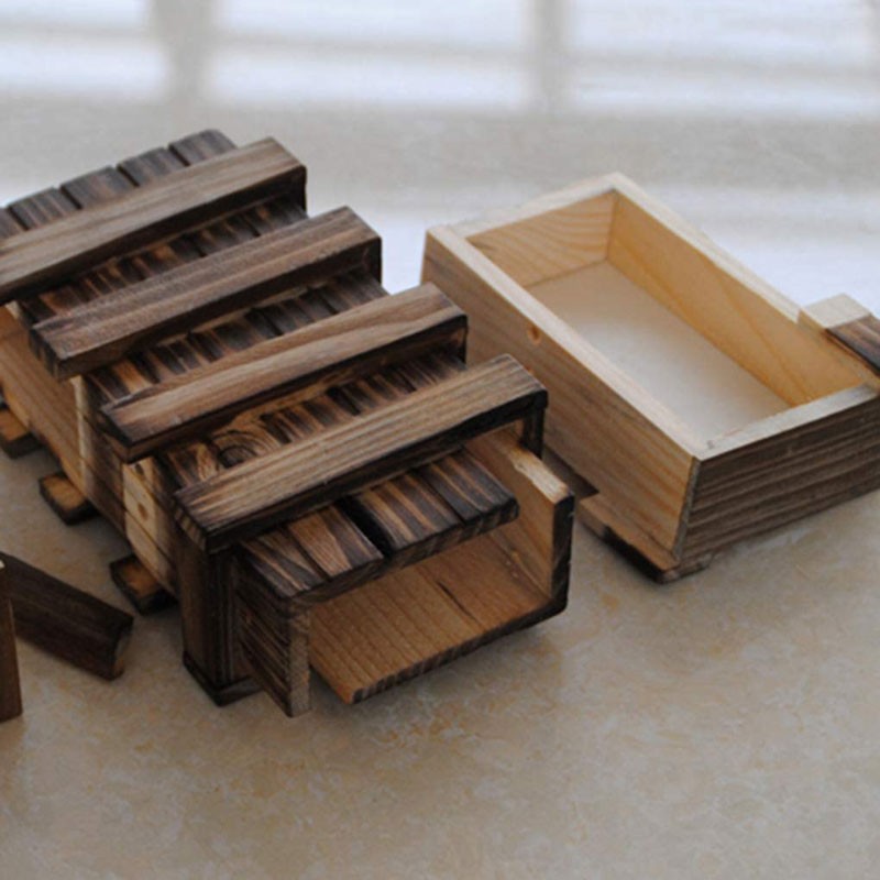 Magic Wooden Puzzle Box with Secret Compartment Brain Game for Adults ...