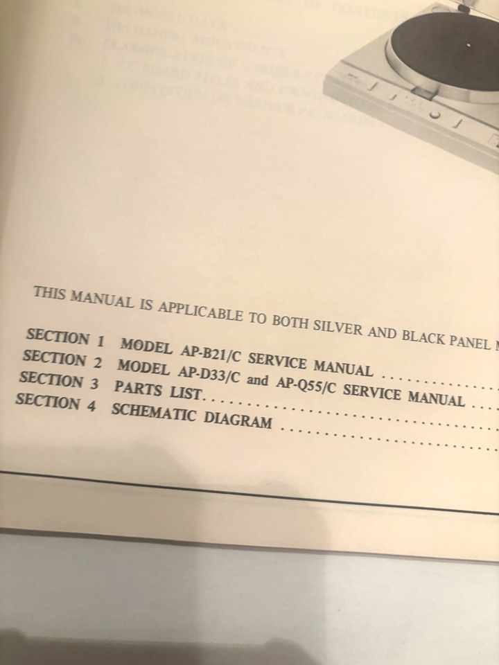 Vtg Akai Service / Repair Manual~AP-B21/C /D33/Q55 Turntable ~ Original ...