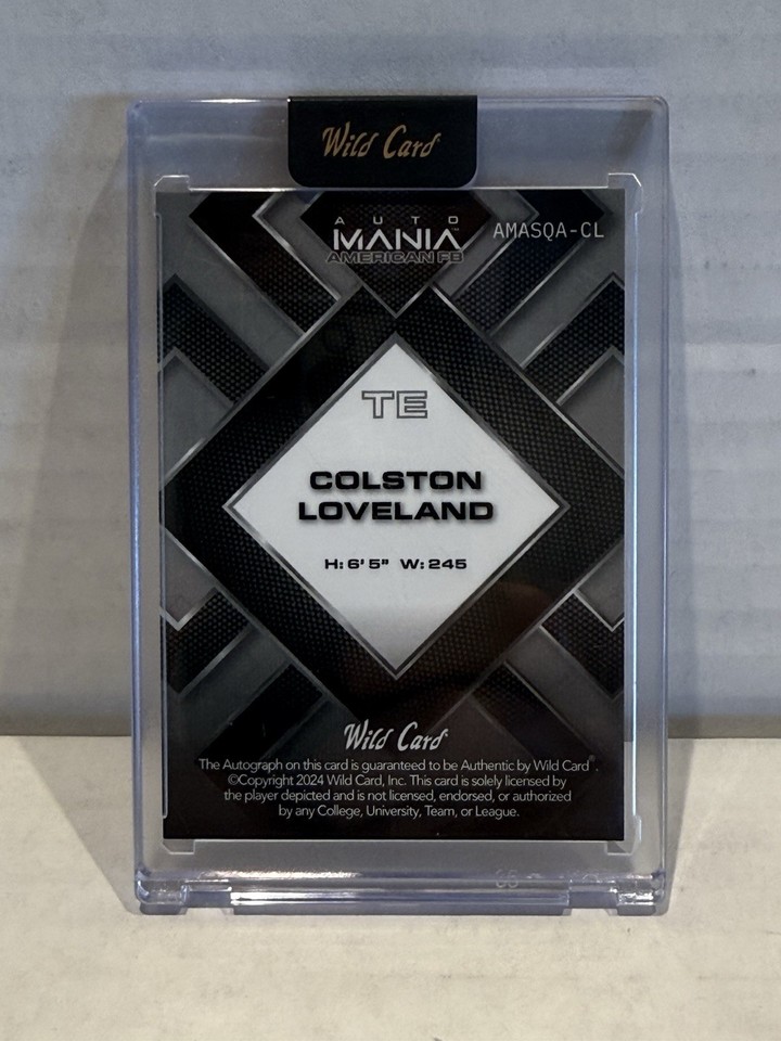 2024 Wild Card Automania Autograph Painted Eagle Colston Loveland TE 1/ ...