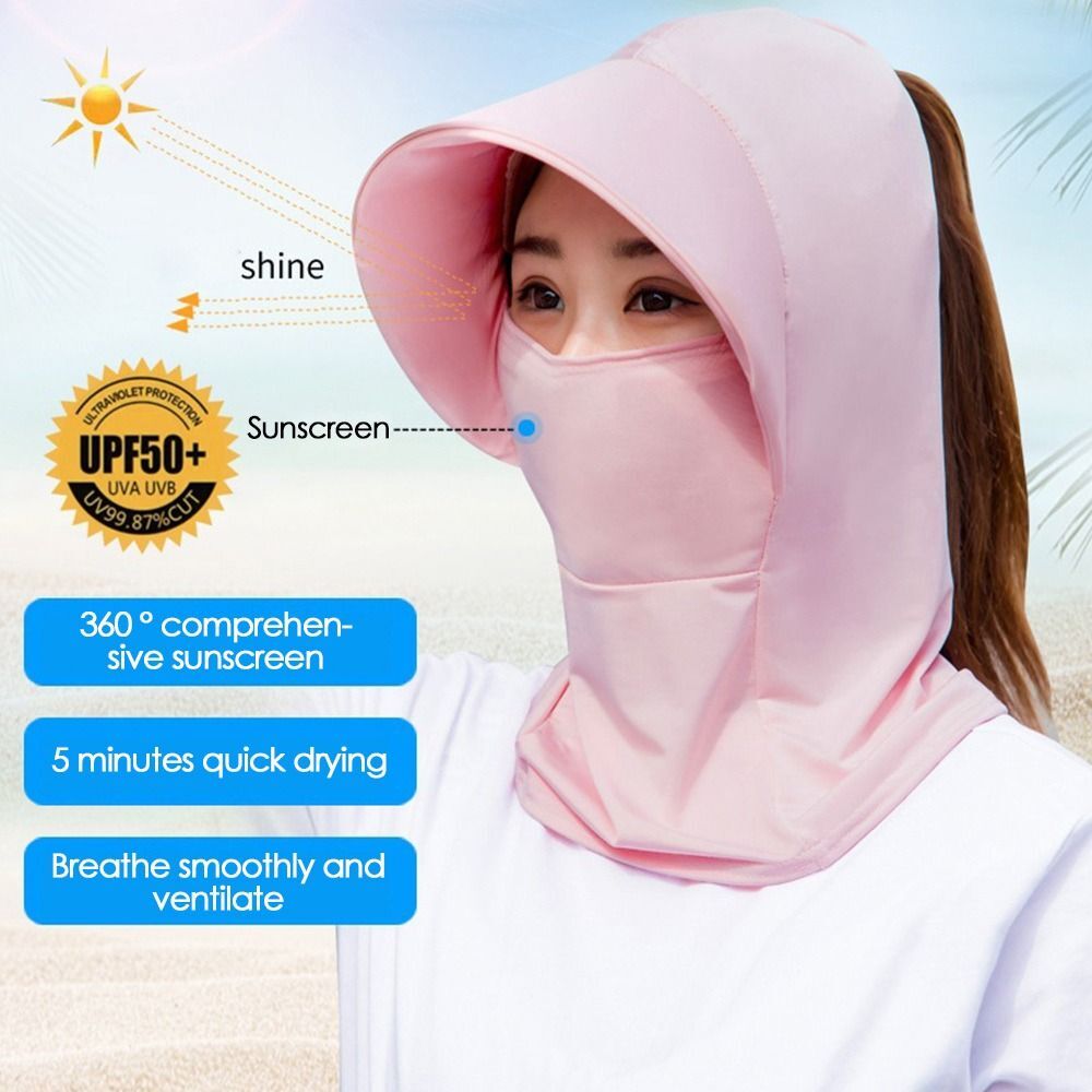 Women Wide Brim Breathable Sun Protective Sun Hat Neck Cover Cap Anti ...