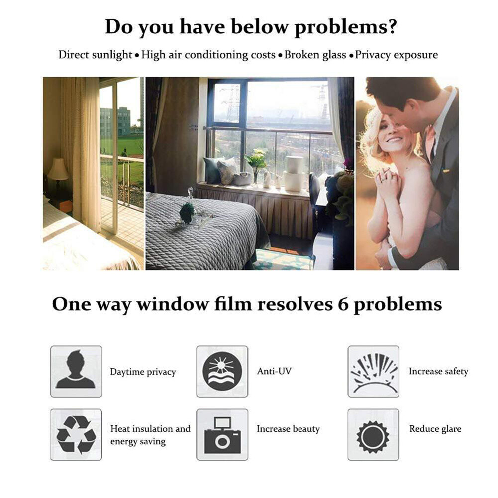 One Way Mirror Window Film Reflective Home Privacy Solar Tint Foil ...
