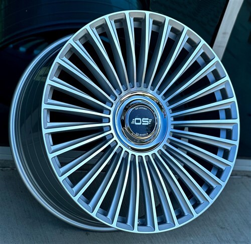SET OF (4) OS WHEELS FF02 Flow Forged 24x10 5X112/120 +32 Silver ...