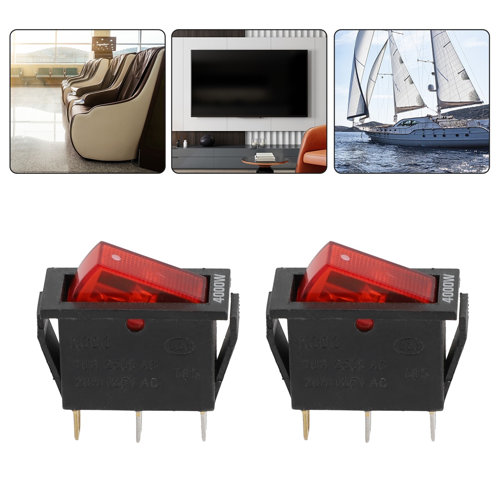 Ship shaped Power Rocker Switch with 3 Pins for Hot Pot and Rice Cooker 2pcs | eBay