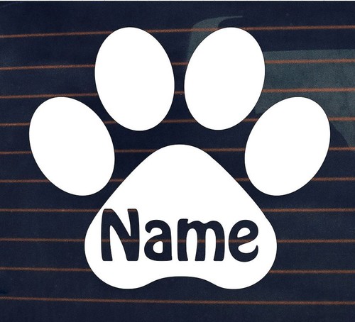 Paw Print Personalised Dog Name Decal Sticker Cat Pet Custom Vinyl Car ...