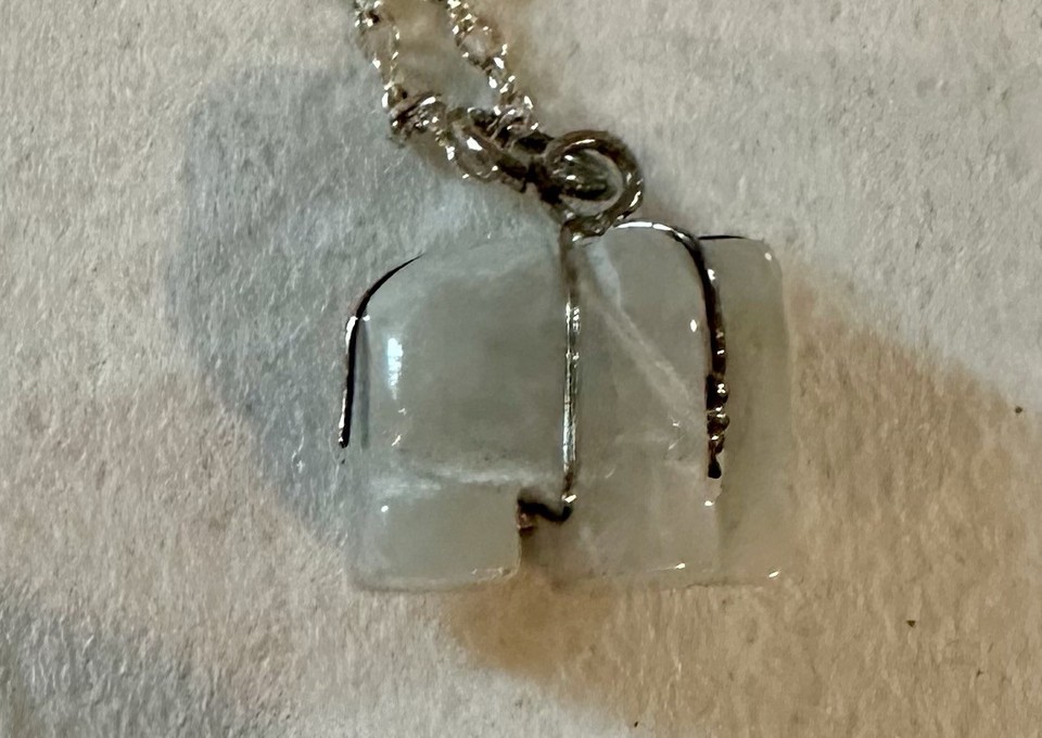Silver Tone Quartz Elephant Pendant Necklace 7 in Chain Metal Lobster ...