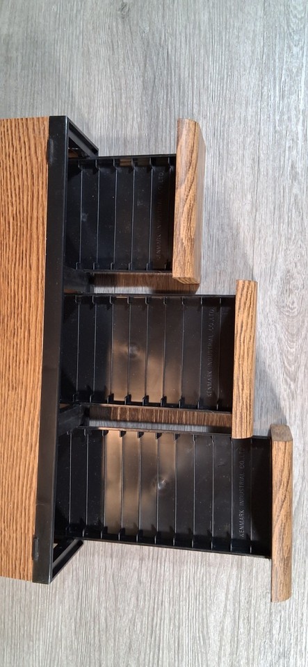 Vtg. 1980s KenMark Faux Wood Grain 48 Slot Cassette Tape Storage Holder ...