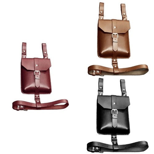 Vintage Medieval Leather Belt Leg Pouches with Adjustable Strap and Leg ...