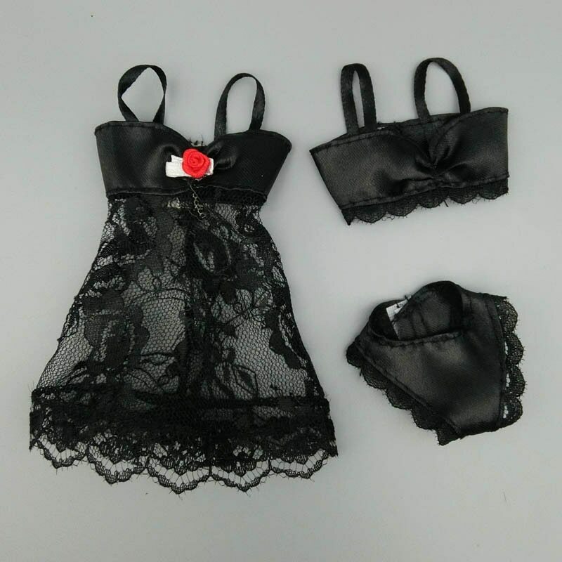 Doll Accessories Black Pajamas Lingerie Bra + Underwear Clothes For 11. ...