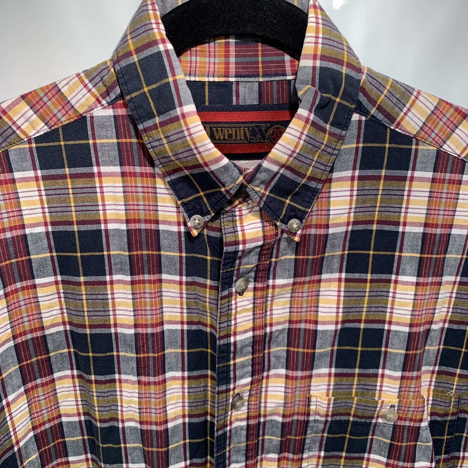 Wrangler 20X Twenty X Shirt Size Large Blue Plaid Short Sleeve | eBay