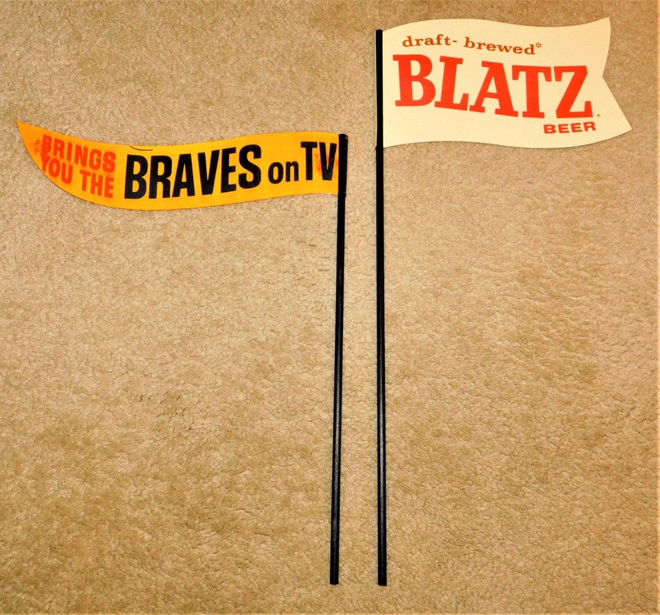 BLATZ BEER Safe At Home BASEBALL STATUE Braves FLAGS Printing Shop Made ...