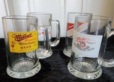 Miller Beer Glass Mugs Vintage Set of 4 | eBay