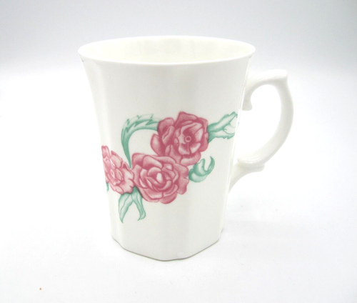 Cera Craft White Pink Roses on a Vine Floral Tea Coffee Mug 11 oz. (447 ...
