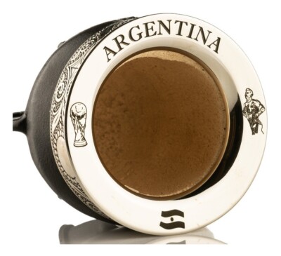 Argentina Imperial Yerba MATE Gourd CUP + STRAW German Silver Leather ...