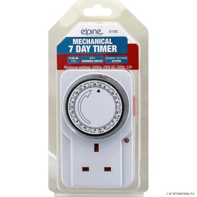 MECHANICAL 7 DAYS TIMER MULTI PURPOSE KITCHEN APPLIANCE PLUG IN ENERGY ...