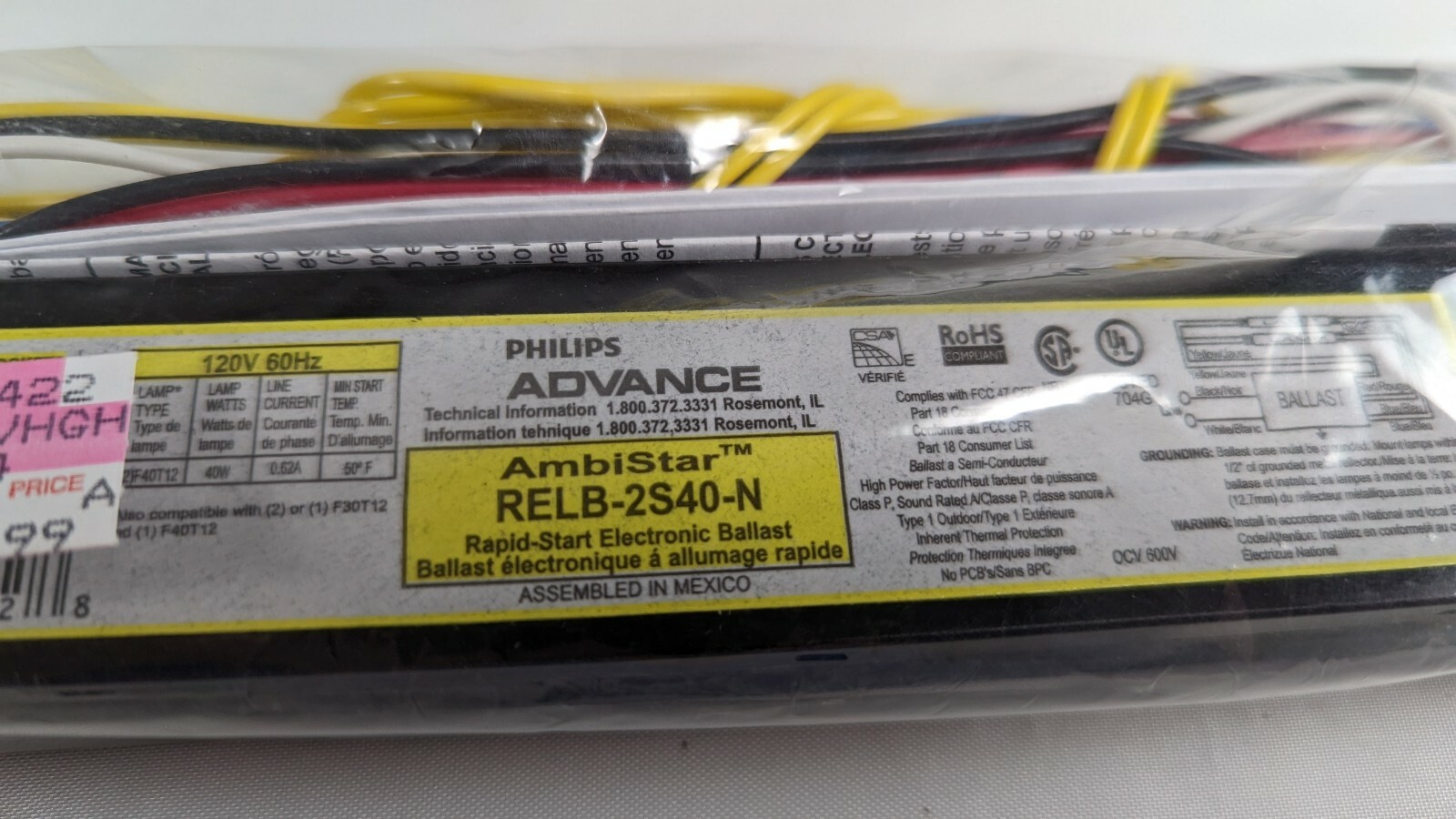 ADVANCE Philips RELB-2S40-N -- 120V Rapid-Start Electronic Ballast ...
