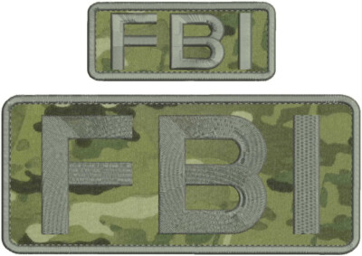 FBI 2 EMBROIDERY PATCH 4X10 AND 2X5 HOOK ON BACK GRAY ON MULTICAM | eBay
