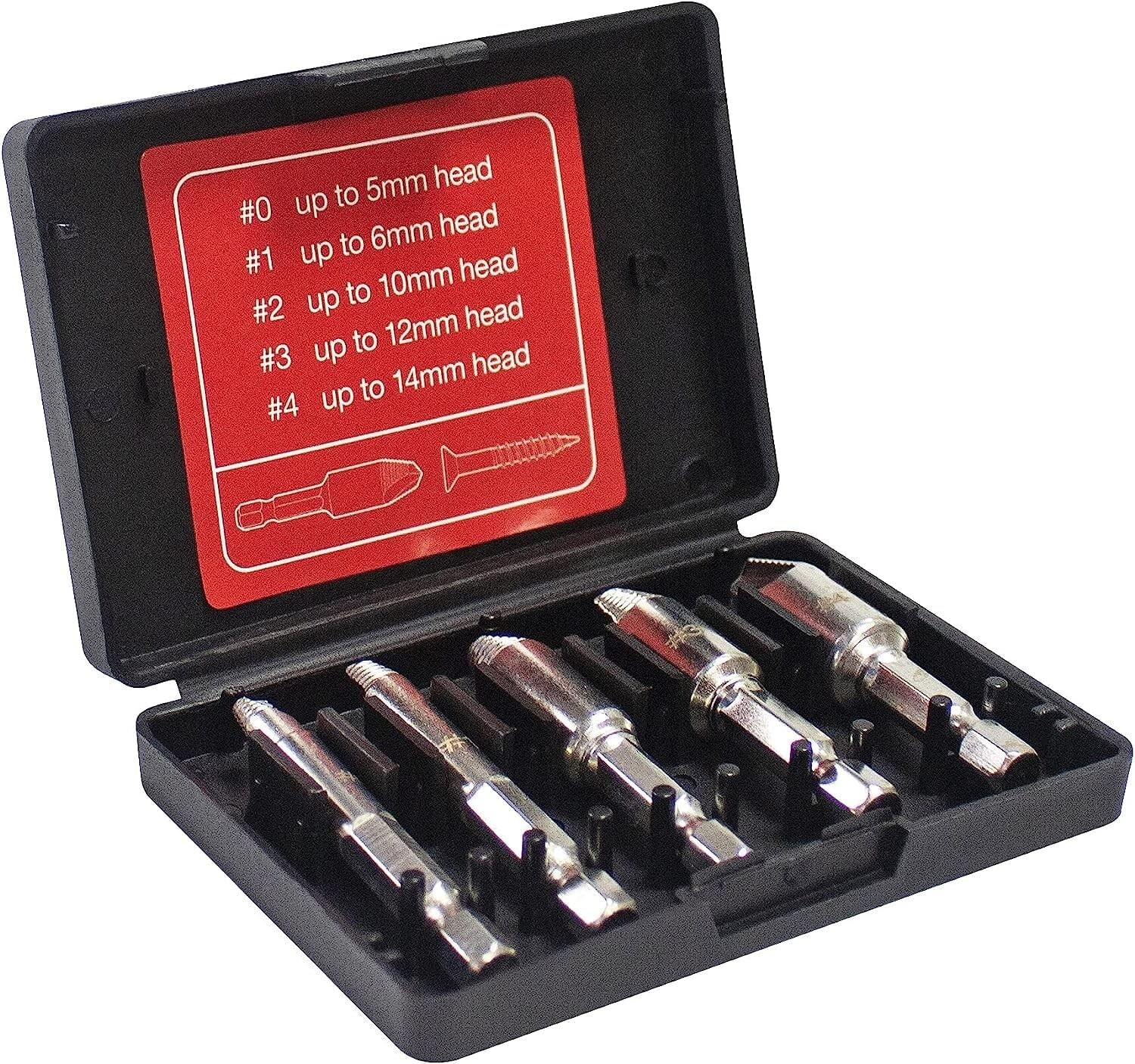 5pc Damaged Phillips Screw Remover Extractor Set Cross Head Pozi 1/4 ...