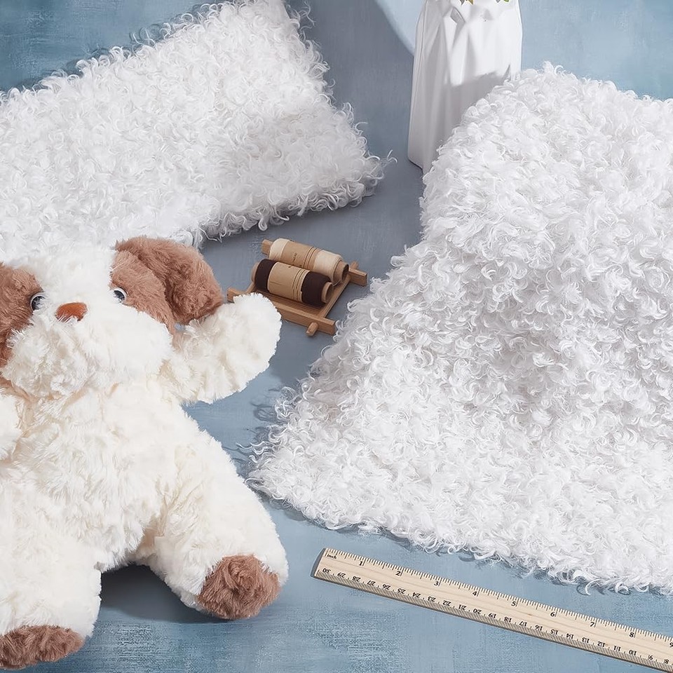 2pcs White Curly Fabric Wool Plush Fabrics Faux Fur Fabric Sherpa ...