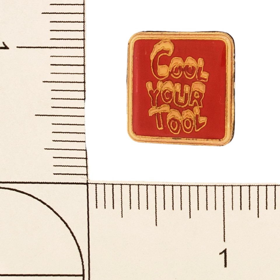Vintage Cool Your Tool Lapel Pin Red Gold Tone Square Pin Funny Slogan ...