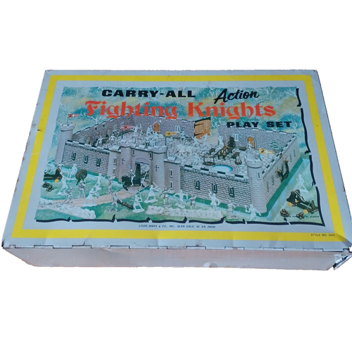 Marx Fighting Knights Play Set Carry All Tin Box ONLY #4635 Latch ...