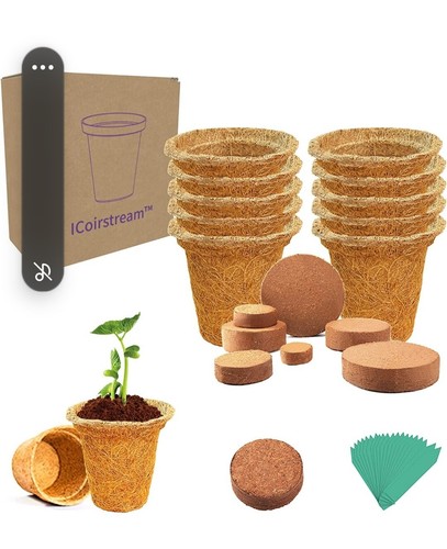 10PCS Biodegradable Eco Friendly Breathable Coco Coir Flower Pots | eBay