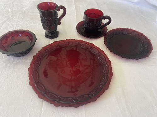 Avon 1876 Cape Cod ruby red collection 60 Pieces 10 Place Settings | eBay