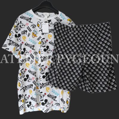 NWT H&M x Disney 100 Regular Fit Pajama T-Shirt And Shorts 100% Cotton ...