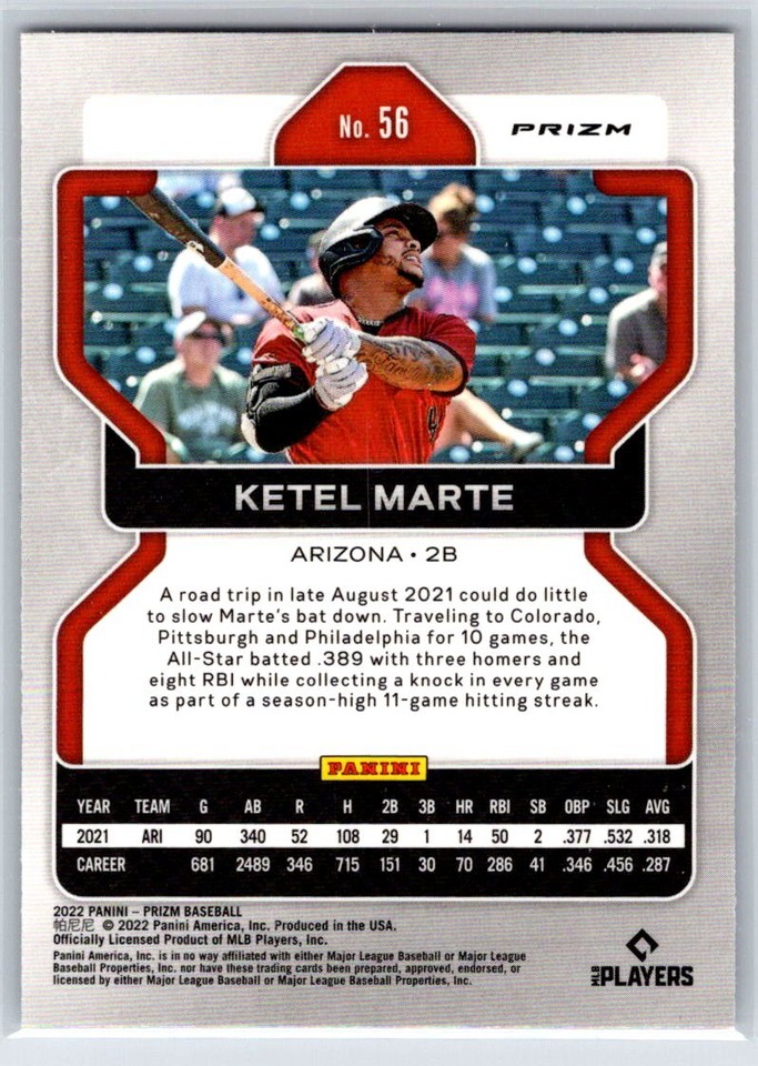 2022 Panini Prizm #56 Ketel Marte Red/White/Blue Prizm | eBay