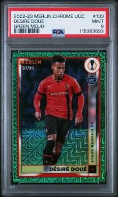 2022-23 TOPPS MERLIN CHROME UCC GREEN MOJO #133 DESIRE DOUE 97/99 PSA 9 ...