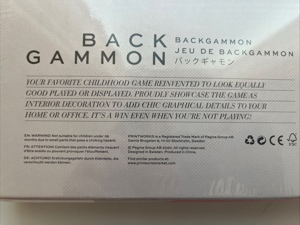 New Backgammon Board Game Printworks Factory Sealed College | eBay