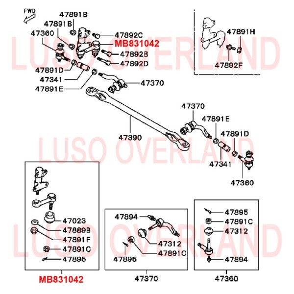 1992-2000 Mitsubishi MONTERO Gen2/2.5 - Idler Arm MB831042 | eBay