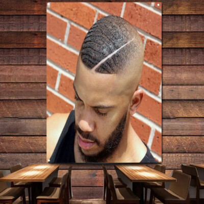Fade Haircut with Waves Poster for Black Men, Barber Shop Wall Decor ...