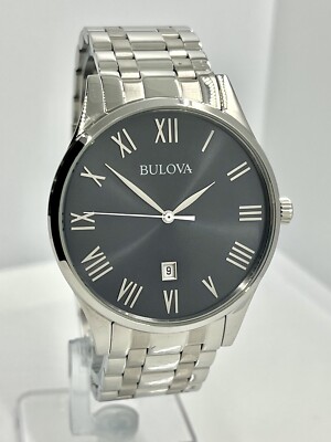 Bulova Men's Classic Silver Stainless Steel Gray Dial 40mm Watch 96B261 ...