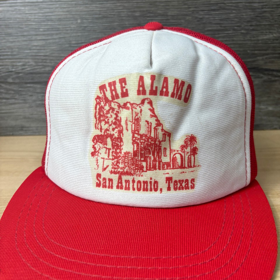 Vintage Texas Hat Cap Snapback Red White Trucker The Alamo 90s | eBay