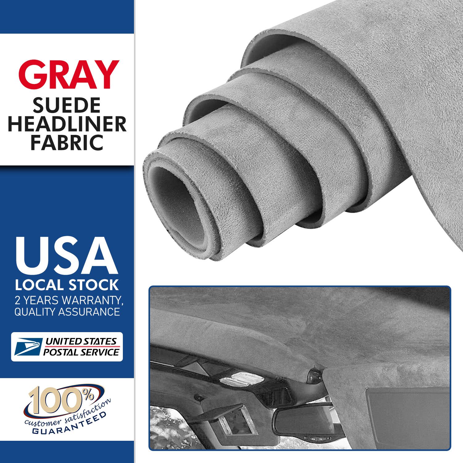 Light Grey Suede Headliner Fabric Material 60"x60" Car Roof Liner ...