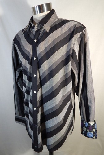 Nick It Nickit Mens Size XL Black Striped Long Sleeve Shirt Interior ...