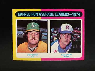 1975 Topps 311 ERA Earned Run Average Leaders Jim Hunter Buzz Capra ...