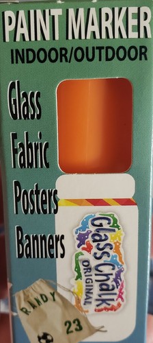 BRIGHT ORANGE Auto Glass Chalk Temporary Paint Sponge Marker In/Outdoor ...