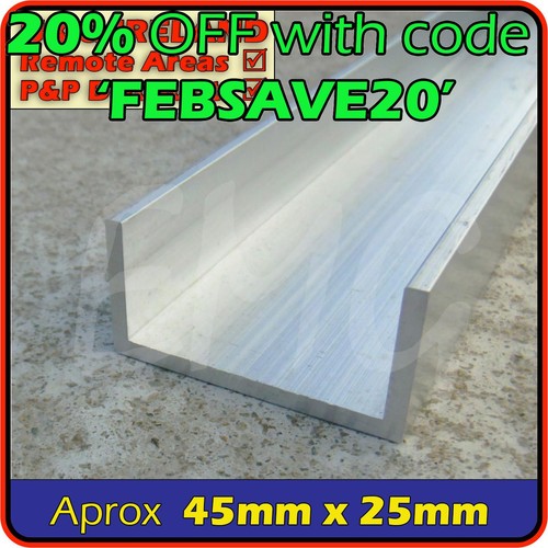 Aluminium Channel 45mm x 25mm C U Section alloy bracket chanel m | eBay