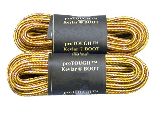 2 Pair Gold-Brown-Tan 7/32 thick heavy duty shoelaces made with Kevlar ...