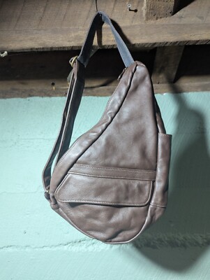Ll Bean AmeriBag Dark Brown Leather Healthy Back Sling Bag Vintage | eBay