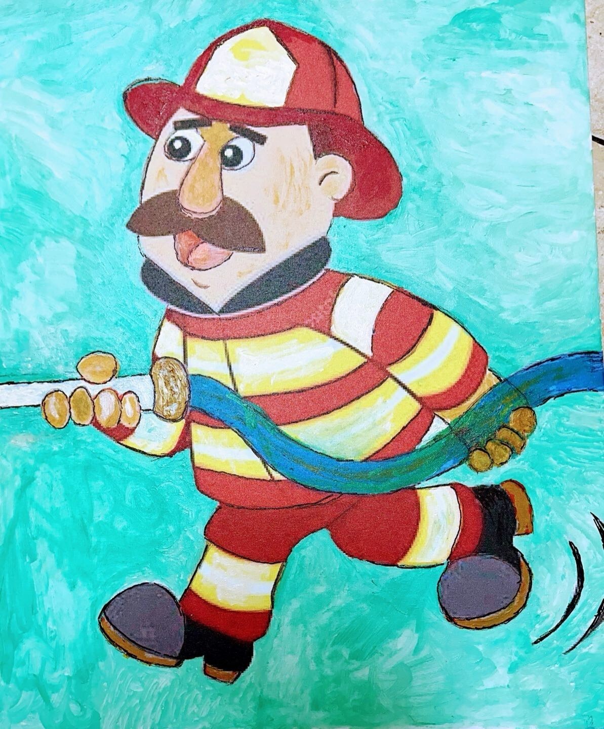 Firefighter " FREDDIE " 20X16 Canvas Print ( Giclee ) | eBay