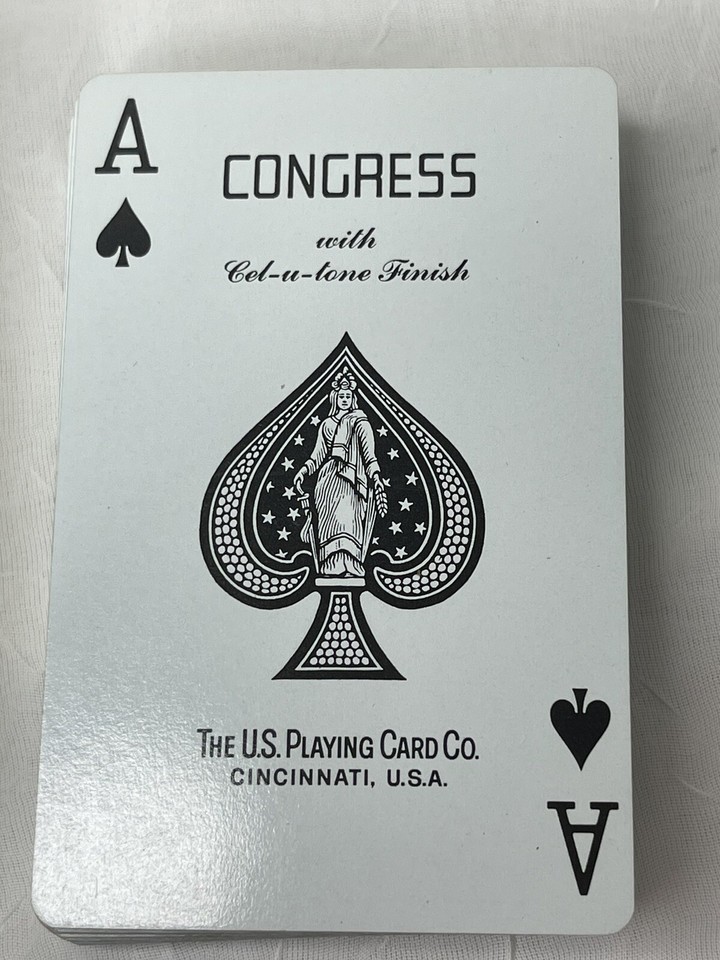Vintage Congress Playing Cards Box French Victorian Seaside Double Deck ...
