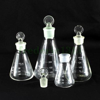 50/100/150/250ML Glass Erlenmeyer Flask Conical Bottle Lab Chemistry ...