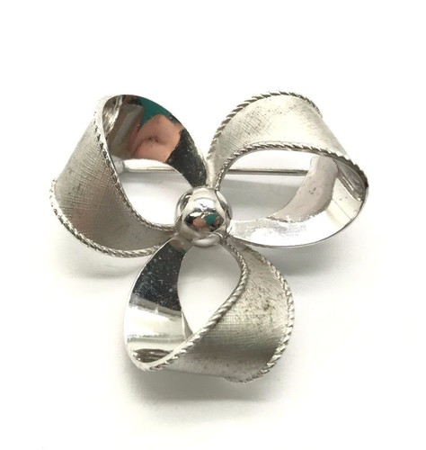 Sterling Silver 925 Floral Matte Loop Cable Rope Twisted Curved Pin ...