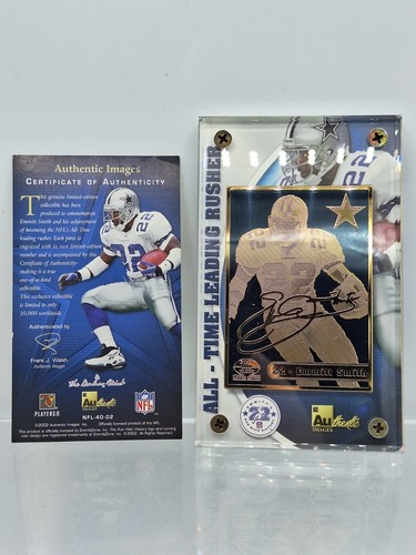 EMMITT SMITH 24KT GOLD COMMEMORATIVE CARD W/COA & CASE - RARE And NEAR ...